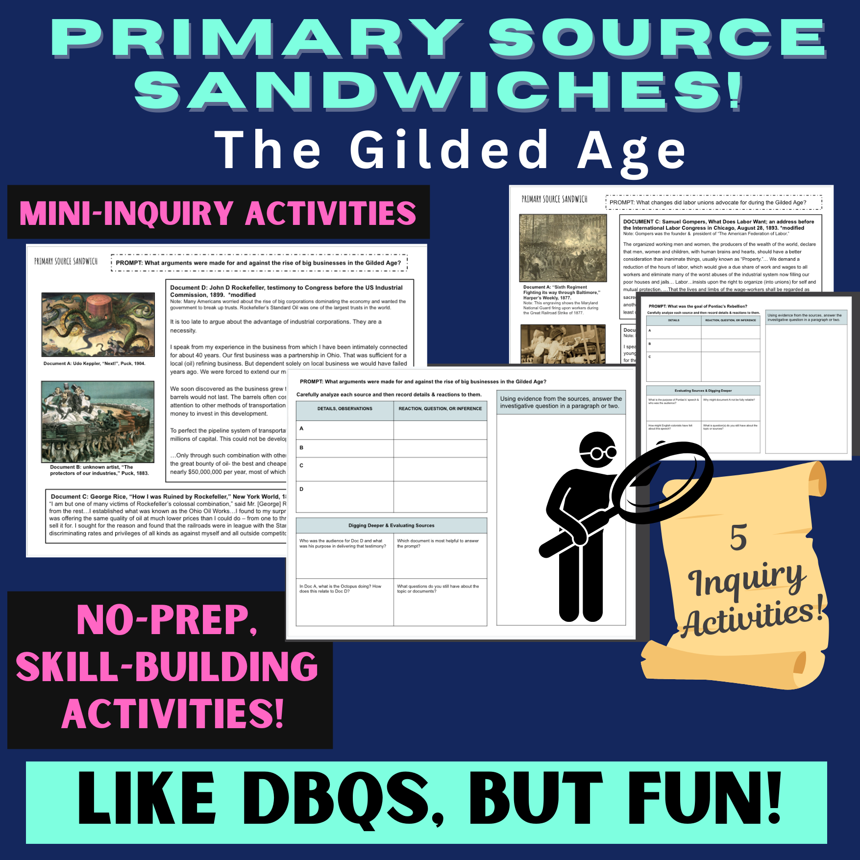 Gilded Age Mini Inquiry Activities: Like DBQs for Fun! – History For Humans