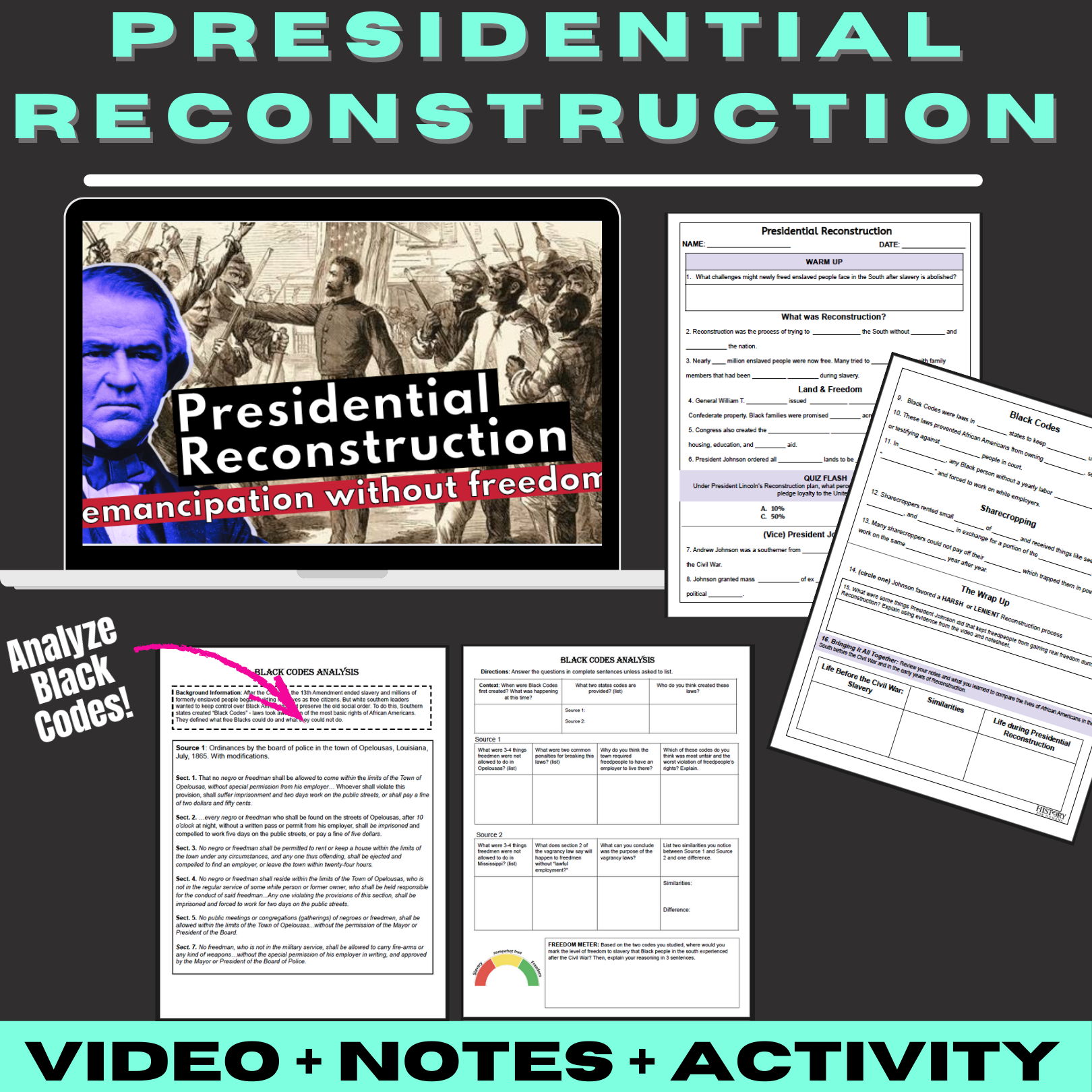 Presidential Reconstruction: Black Codes & Sharecropping – History For ...