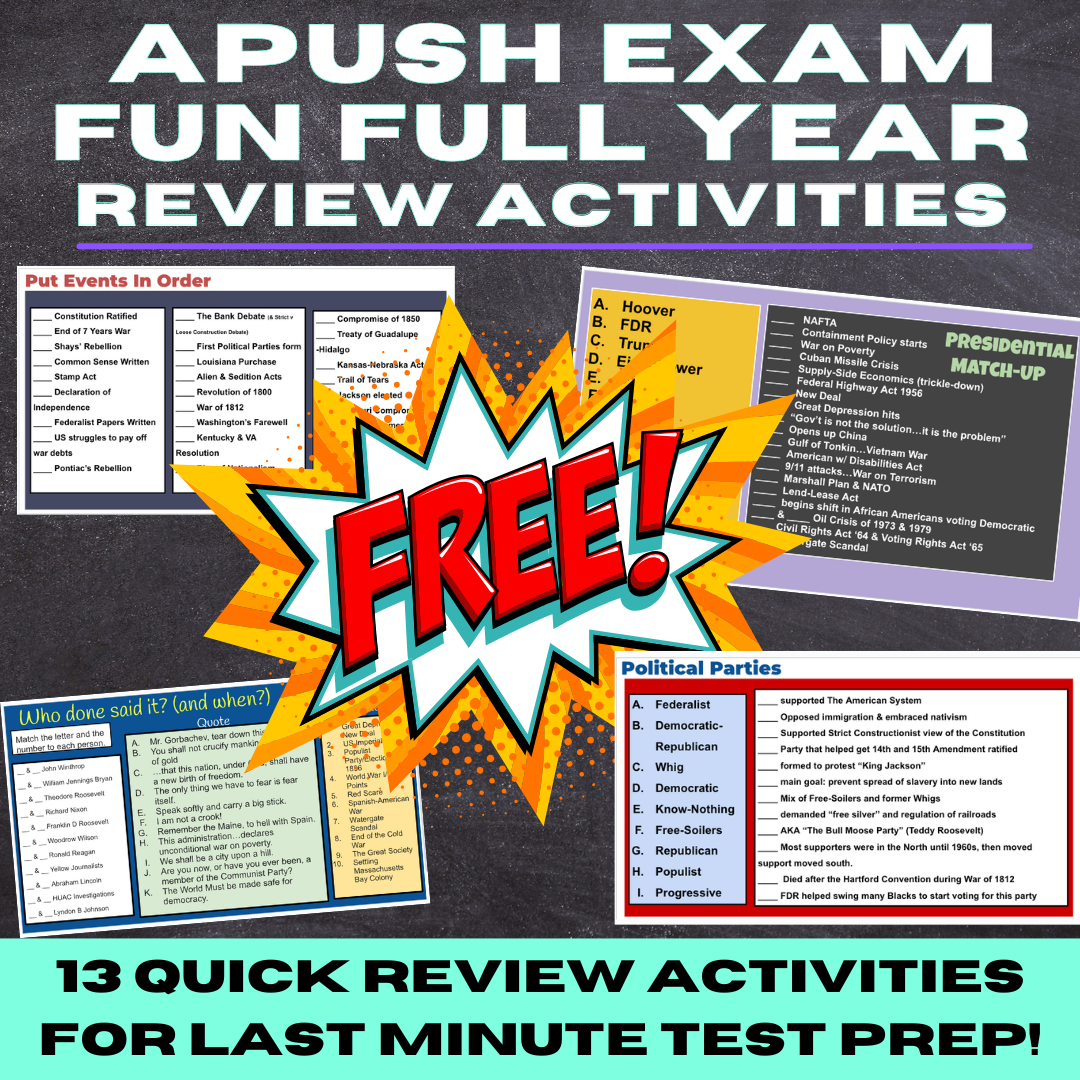 Full Year APUSH Review Activities – History For Humans