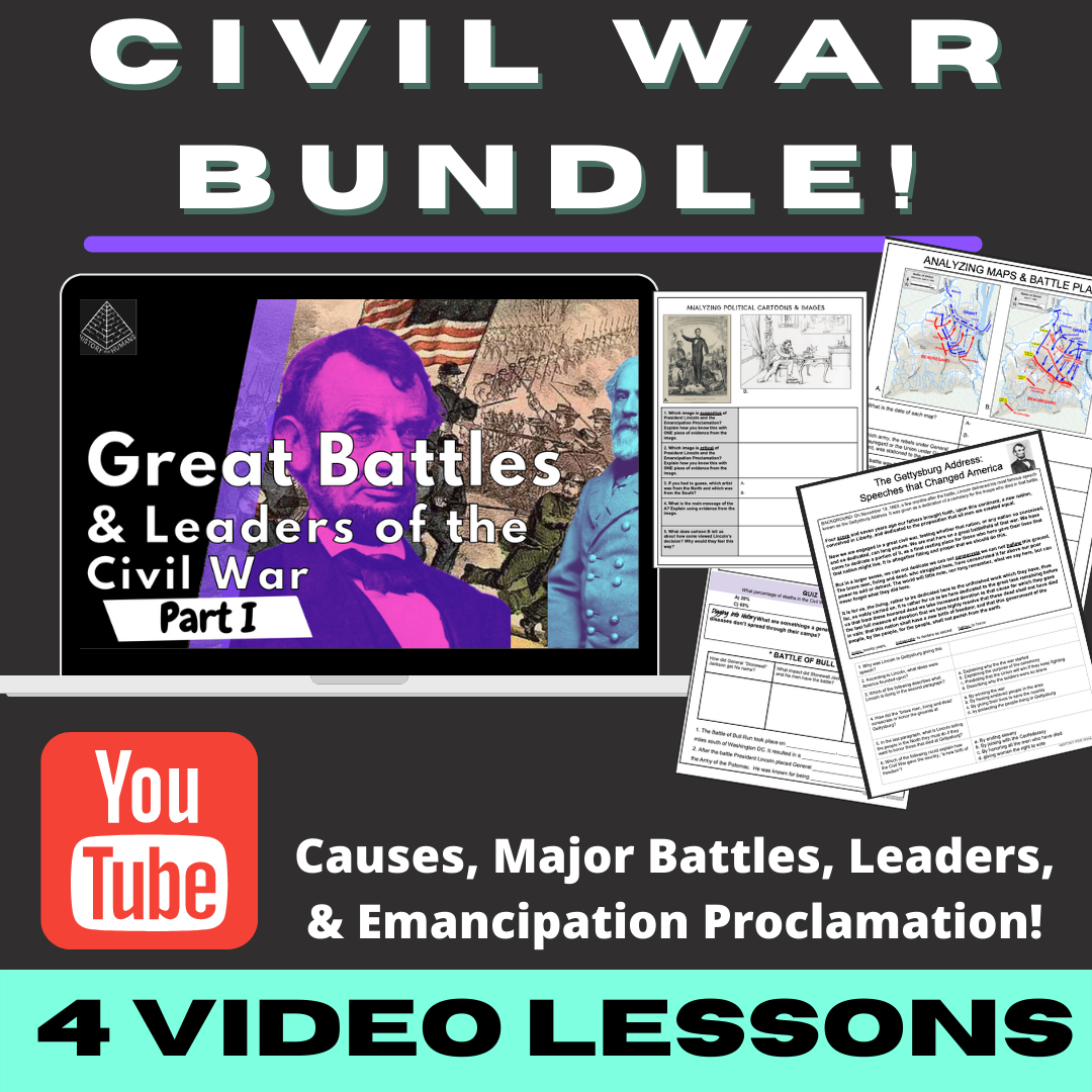 ️🇺🇸 The Civil War Elementary Unit Bundle Videos & Lessons – History For ...