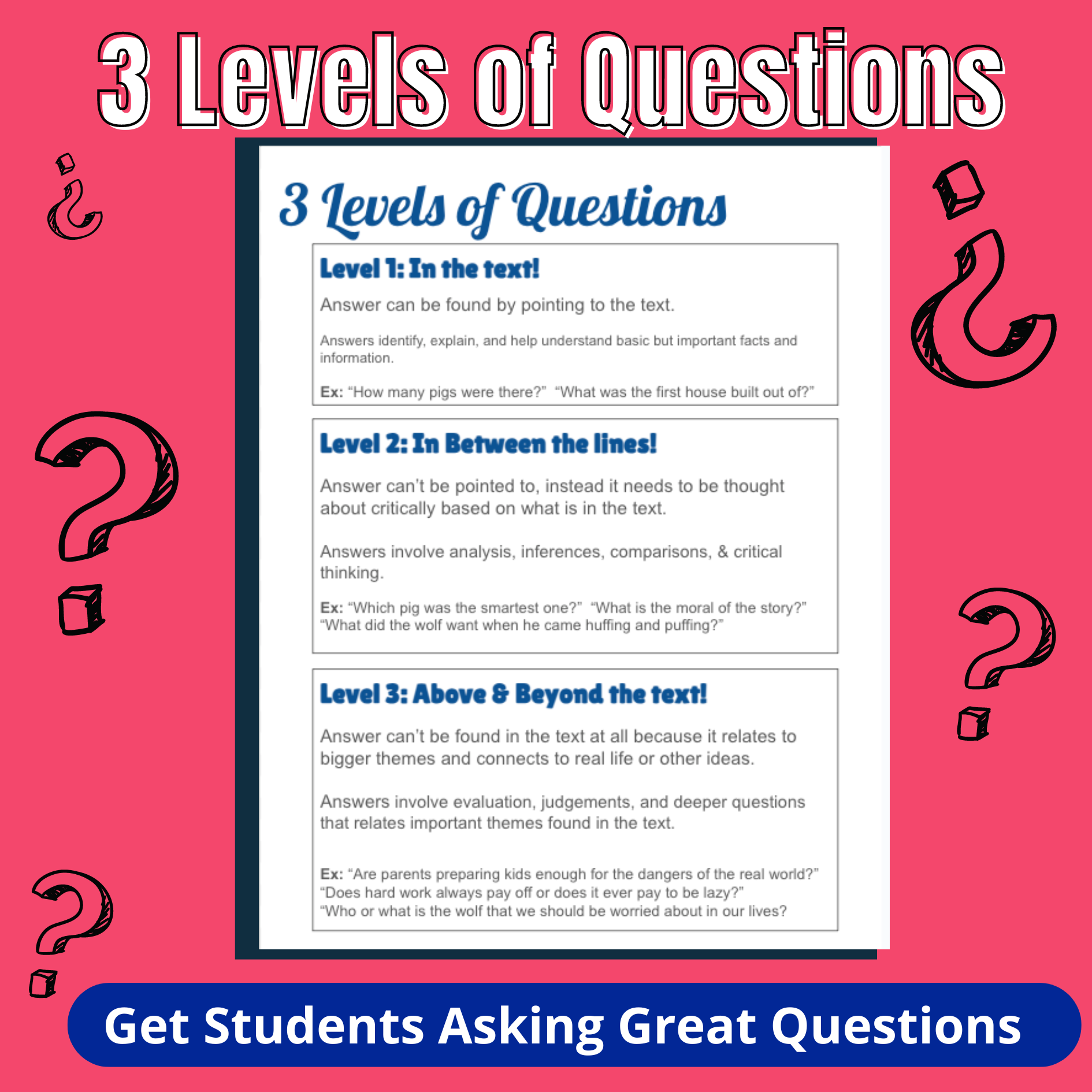 3 Levels of Questions Sheet – History For Humans
